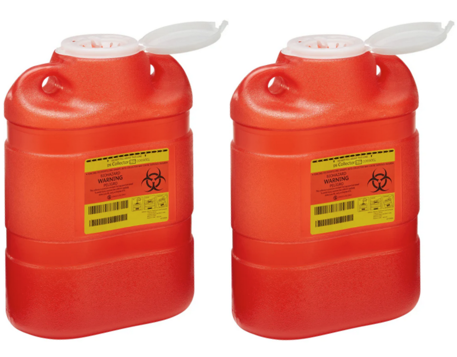 2/Pk Multi-Use 8.2qt Plastic Bio Hazard Sharps & Overfillings Collector ...