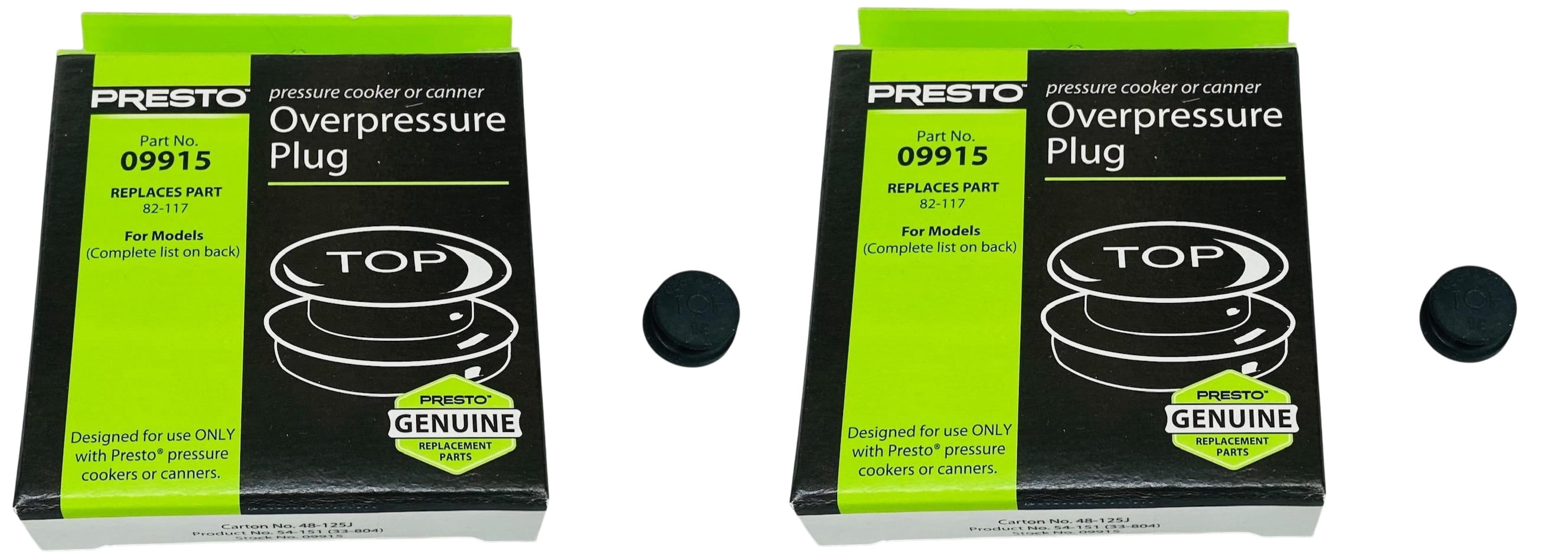 2 Pk, Presto Pressure Cooker Overpressure Plug 09915 - Walmart.com