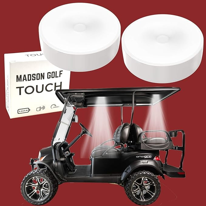 2-Pk Universal Golf Cart Roof Stick On Anywhere One Touch LED Light ...