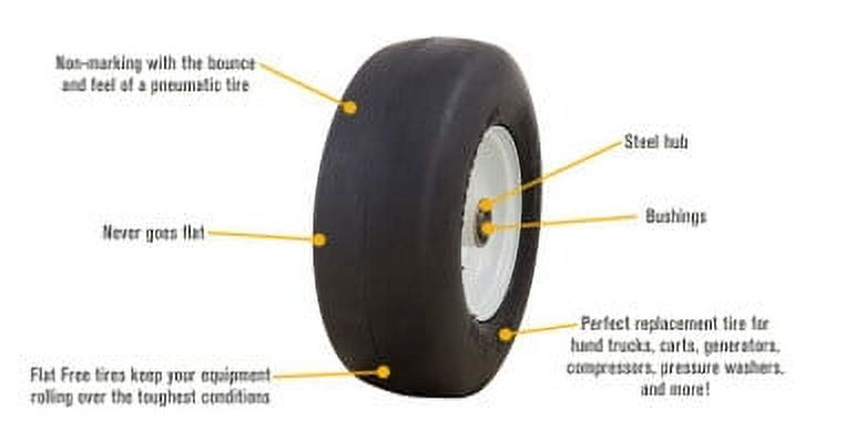(2-Pks) New 8x3.00-4 Flat-Free Smooth Tires w/Steel Rim for Lawn Mowers ...