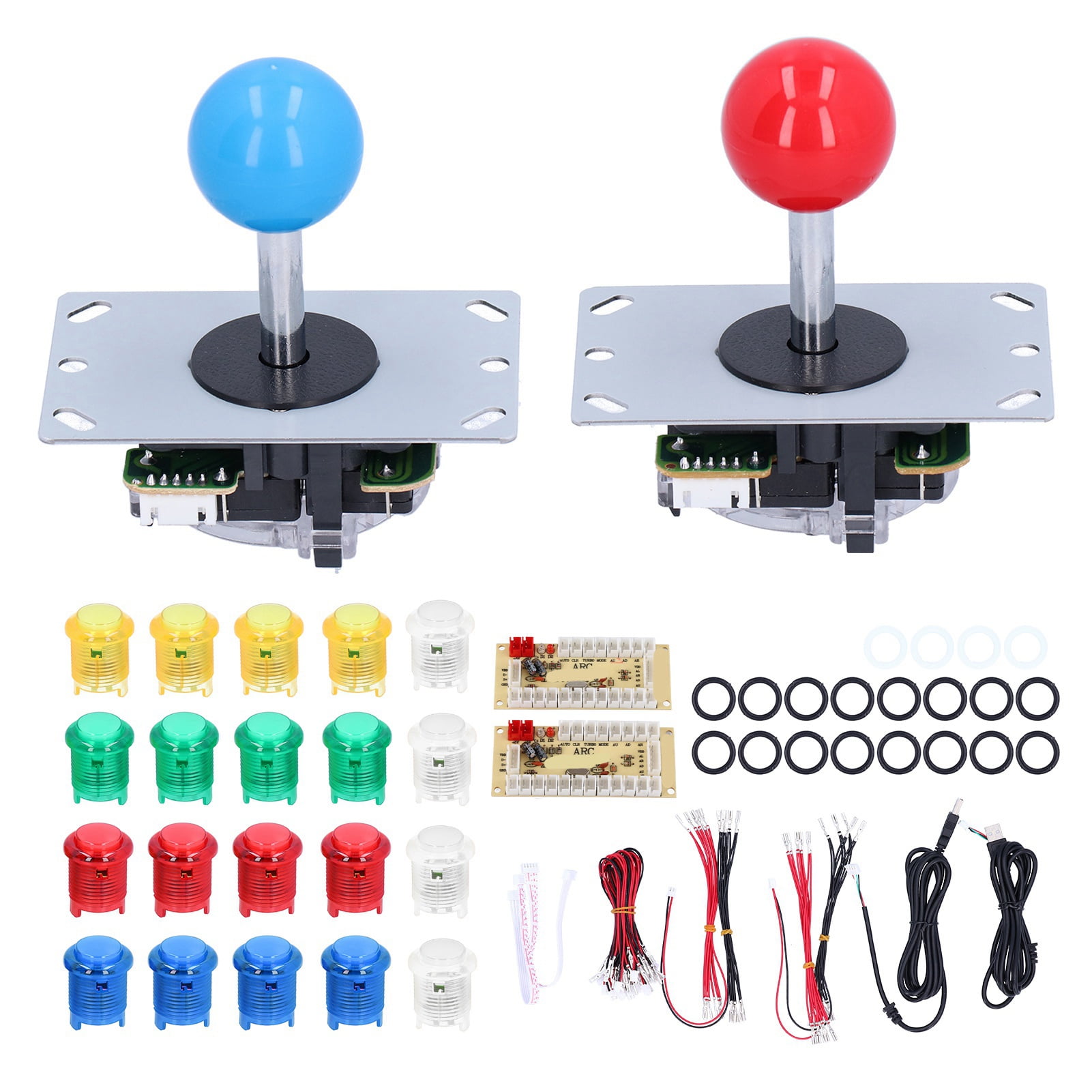 2 Player Arcade Game DIY Kits Joystick Set LED Arcade Buttons for ...
