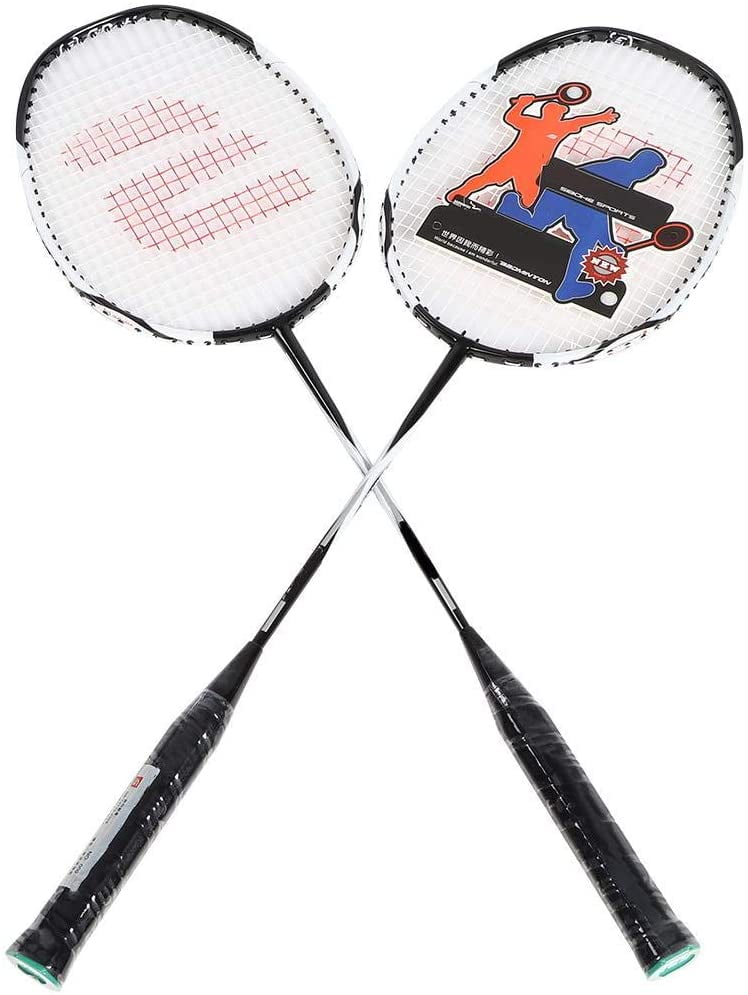 2 Player Badminton Racket, Carbon Aluminum Badminton Racket Set with ...