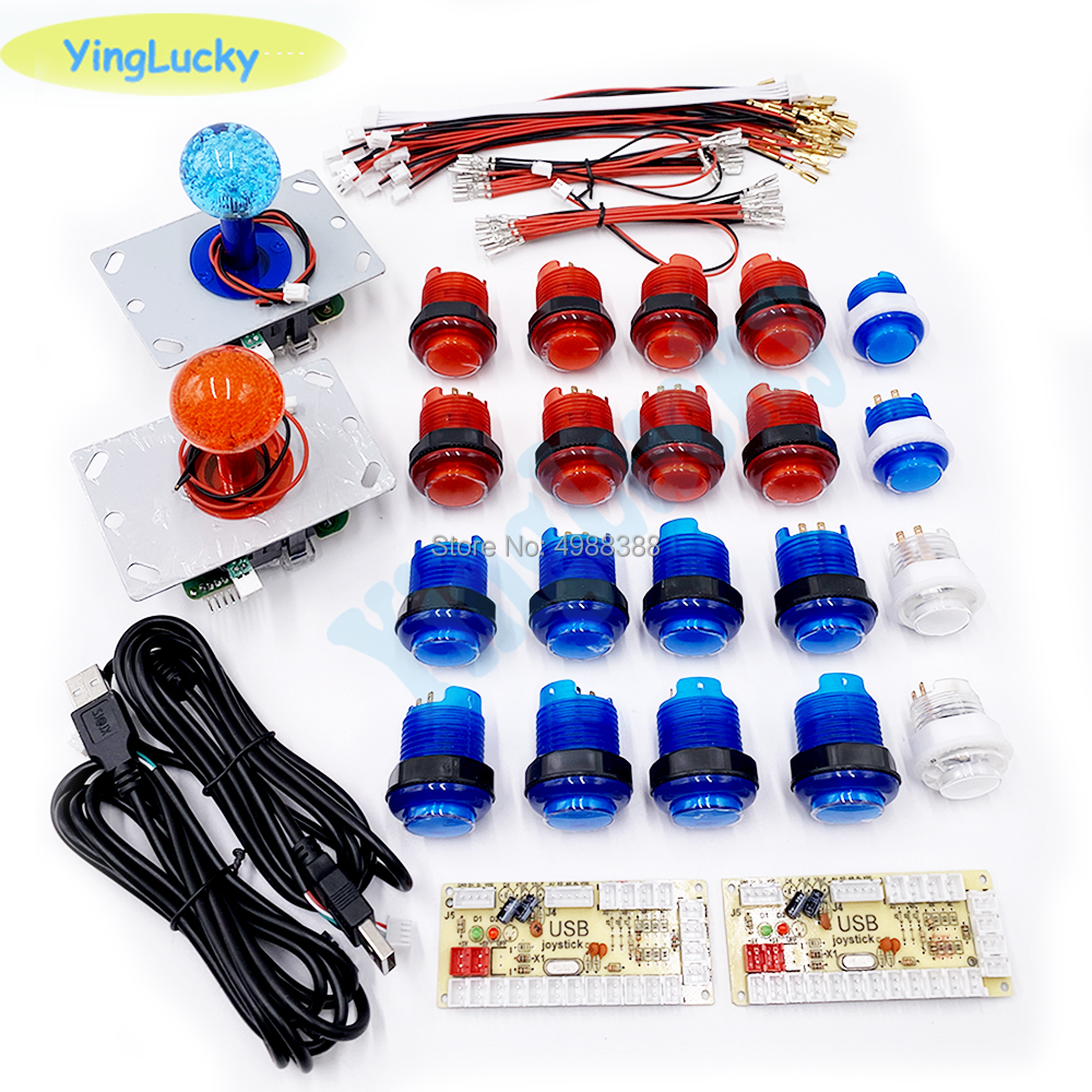 2 Player DIY Arcade Joystick Kit Zero Delay Arcade Cabinet Kit + Sanwa ...