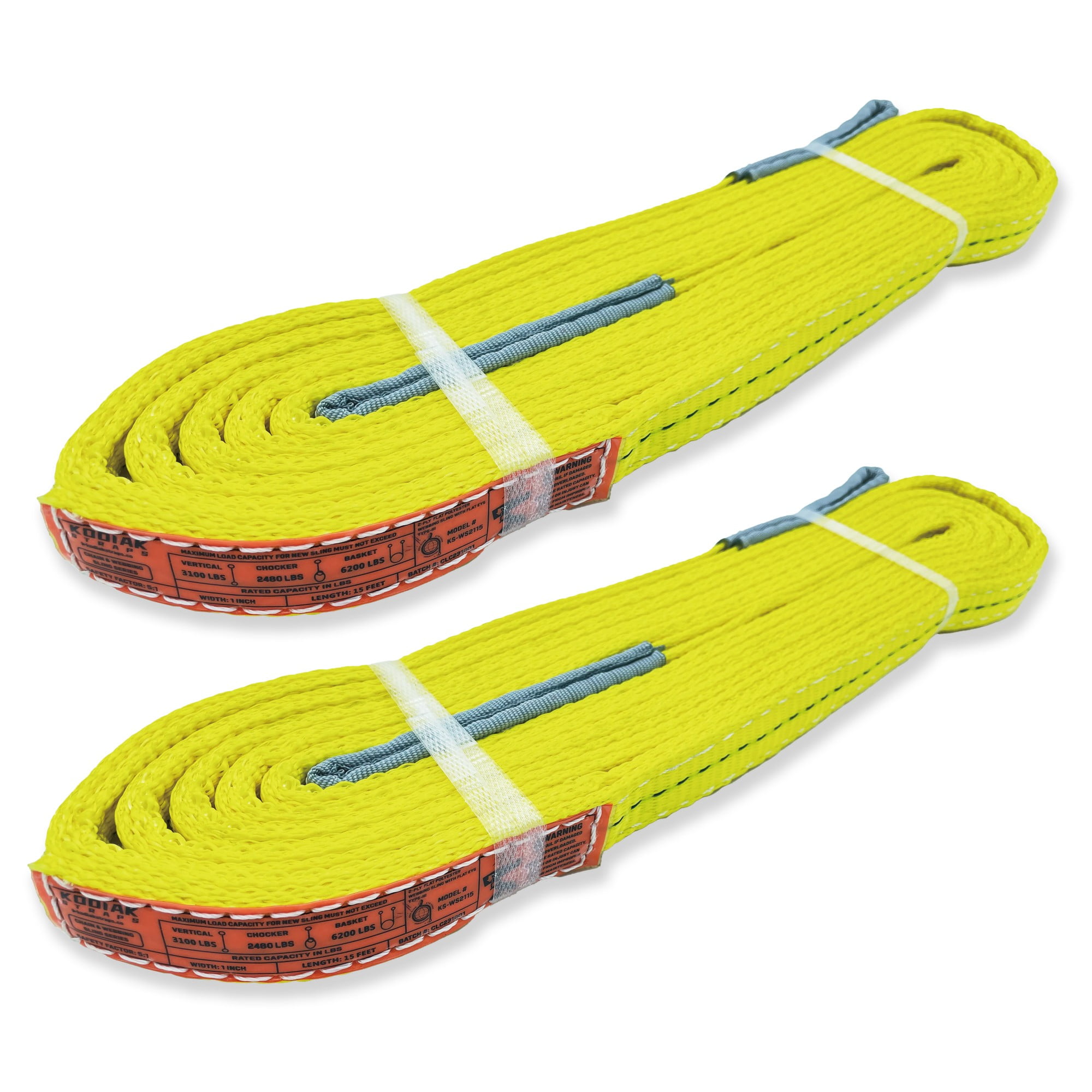 2-Ply Lifting Straps 1”x 10ft Webbing Sling Tree Saver 2Pack Heavy Duty ...