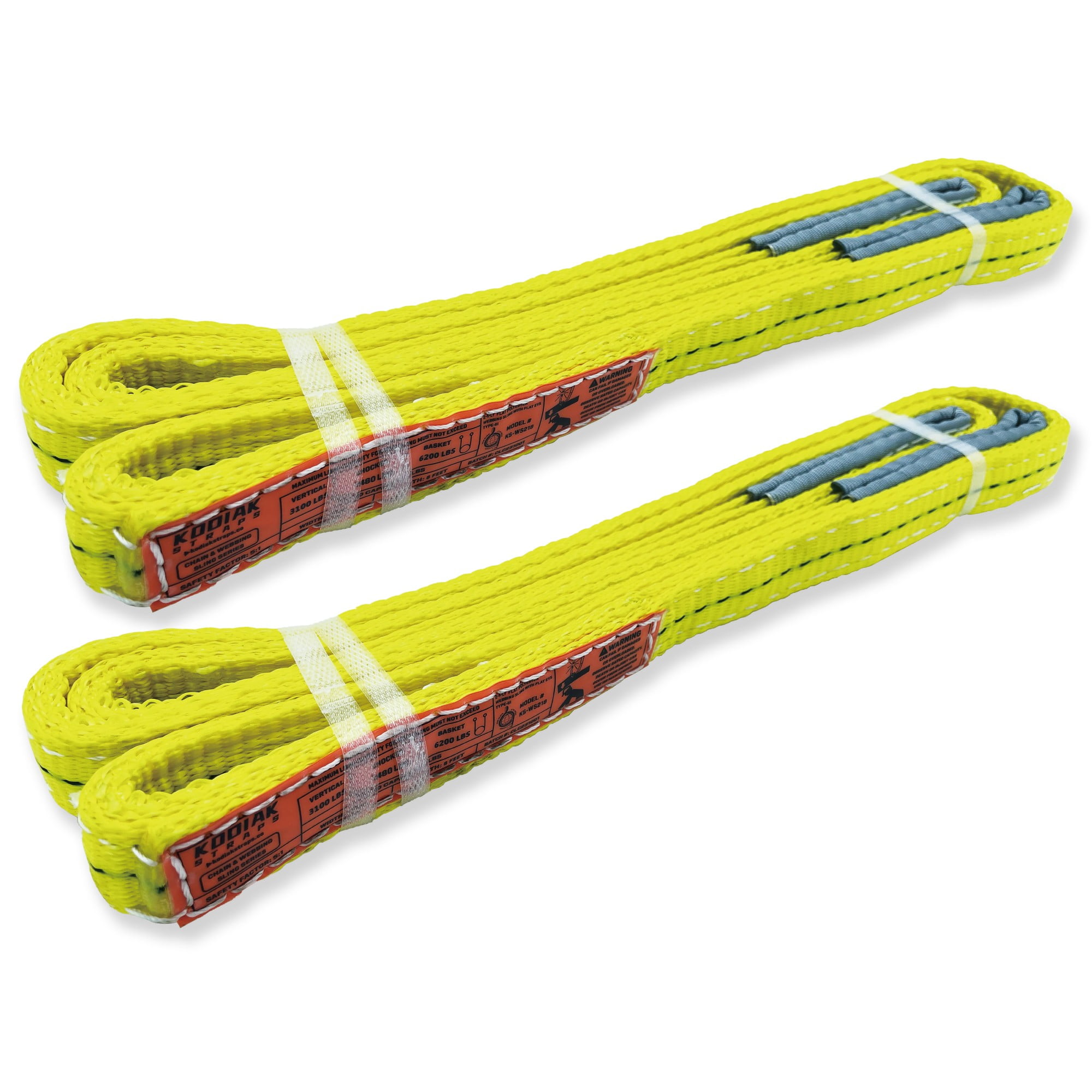 2-Ply Lifting Straps 1”x 6ft Webbing Sling Tree Saver 2Pack Heavy Duty ...