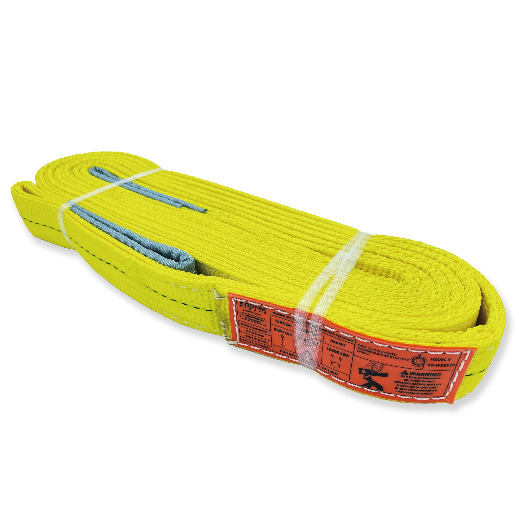 2-Ply Lifting Straps 2”x 20 ft Webbing Sling Tree Saver 1Pack Heavy ...