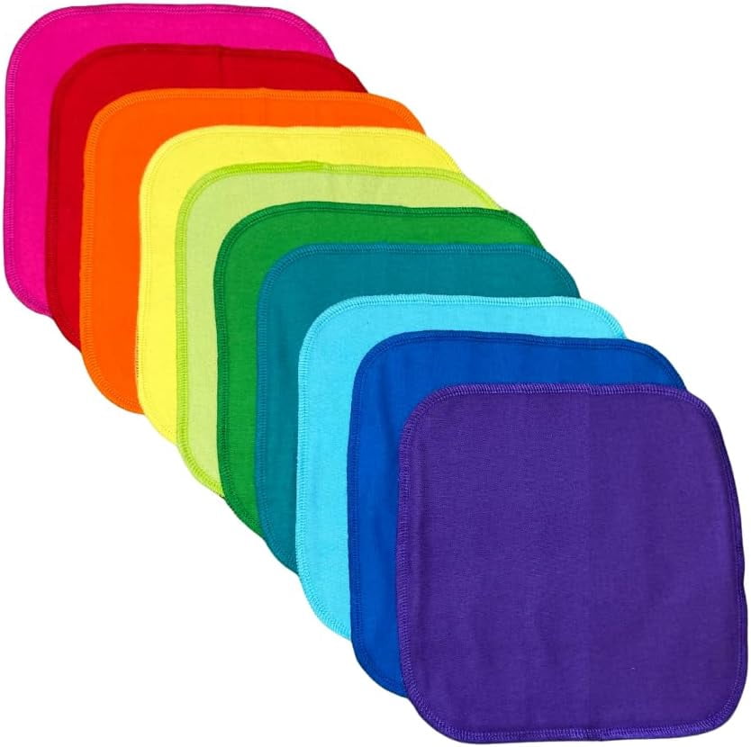 2 Ply Solid Flannel 8x8 Inches Set of 10 Rainbow Edging- Proudly Made ...