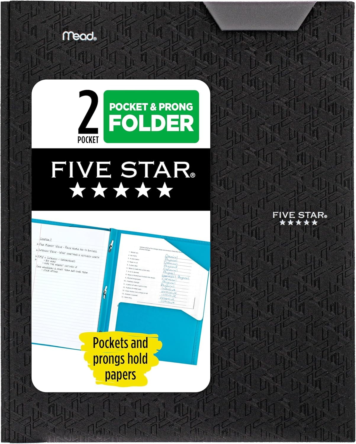 2-Pocket Folder, Plastic Folder with Stay-Put Tabs and Prong Fasteners ...