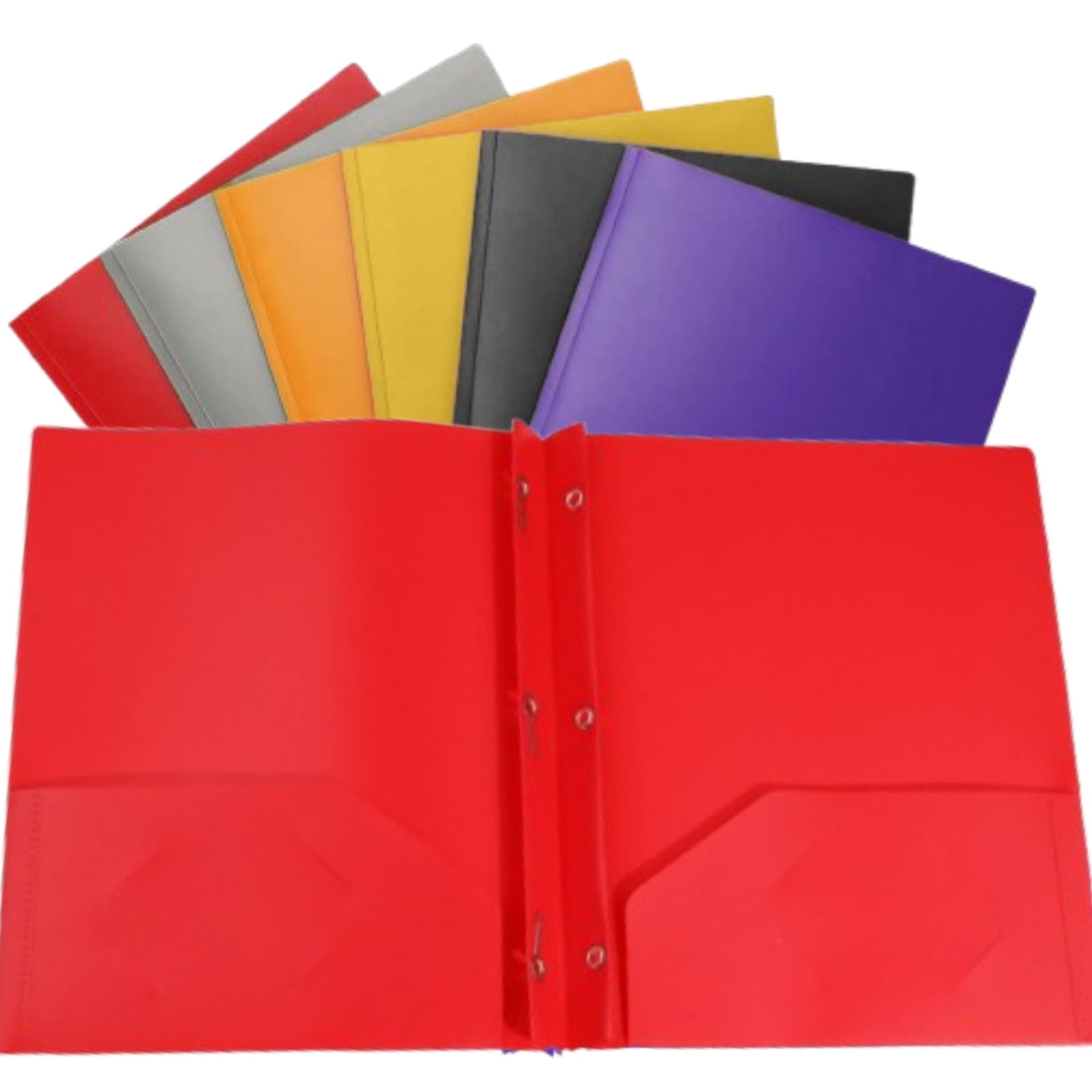 2 Pocket Folders with Prongs,6 Pack Heavy Duty Plastic Pocket Folders ...