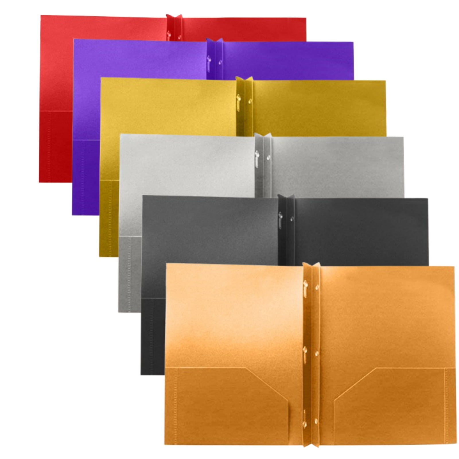 2 Pocket Folders with Prongs,6 Pack Heavy Duty Plastic Pocket Folders ...