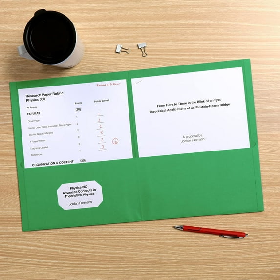 2 Pocket Folders, Textured Paper, Assorted Colors (Light Blue, Red ...