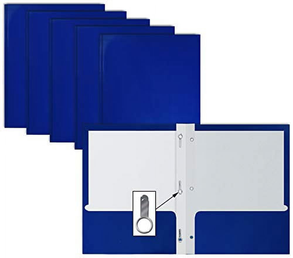 2 Pocket Glossy Blue Paper Folders with Prongs, 25 Pack, by Better ...