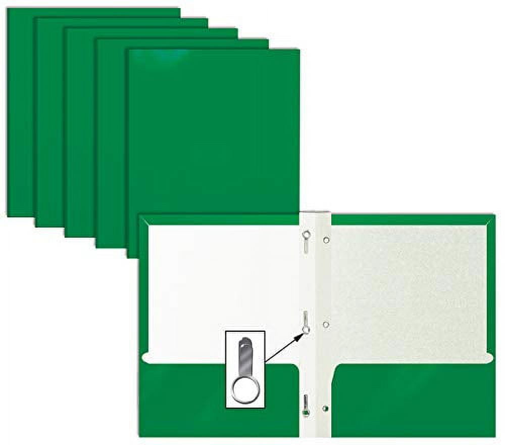 2 Pocket Glossy Green Paper Folders with Prongs, 25 Pack, by Better ...