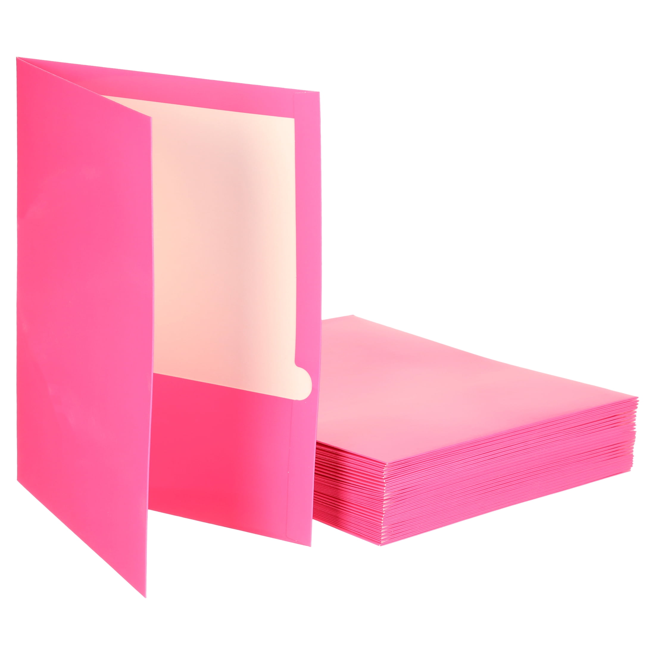 2 Pocket Glossy Laminated HOT Pink Paper Folders, Letter Size, 25 Pack ...