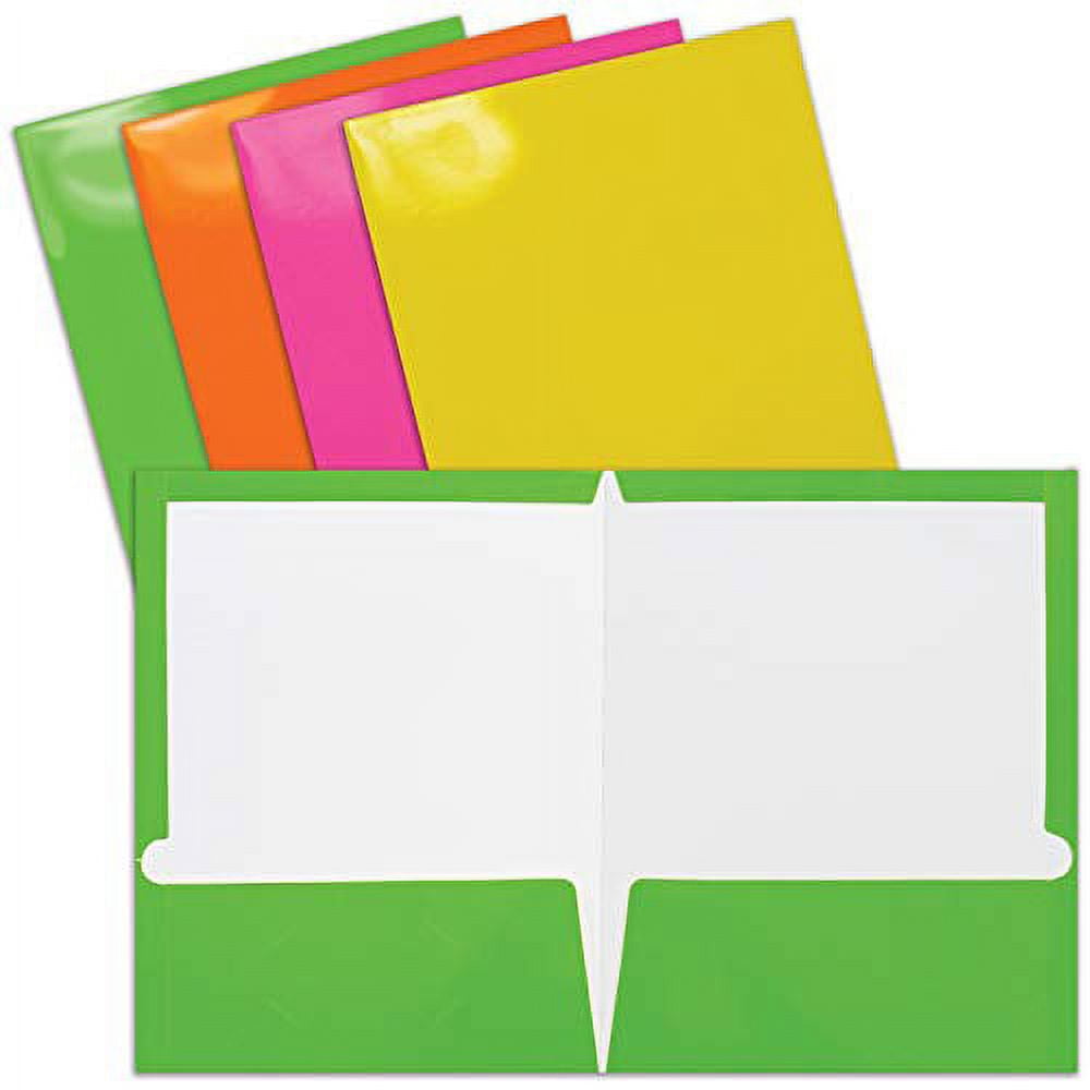 2 Pocket Glossy Laminated Neon Paper Folders, Letter Size, Neon Paper ...