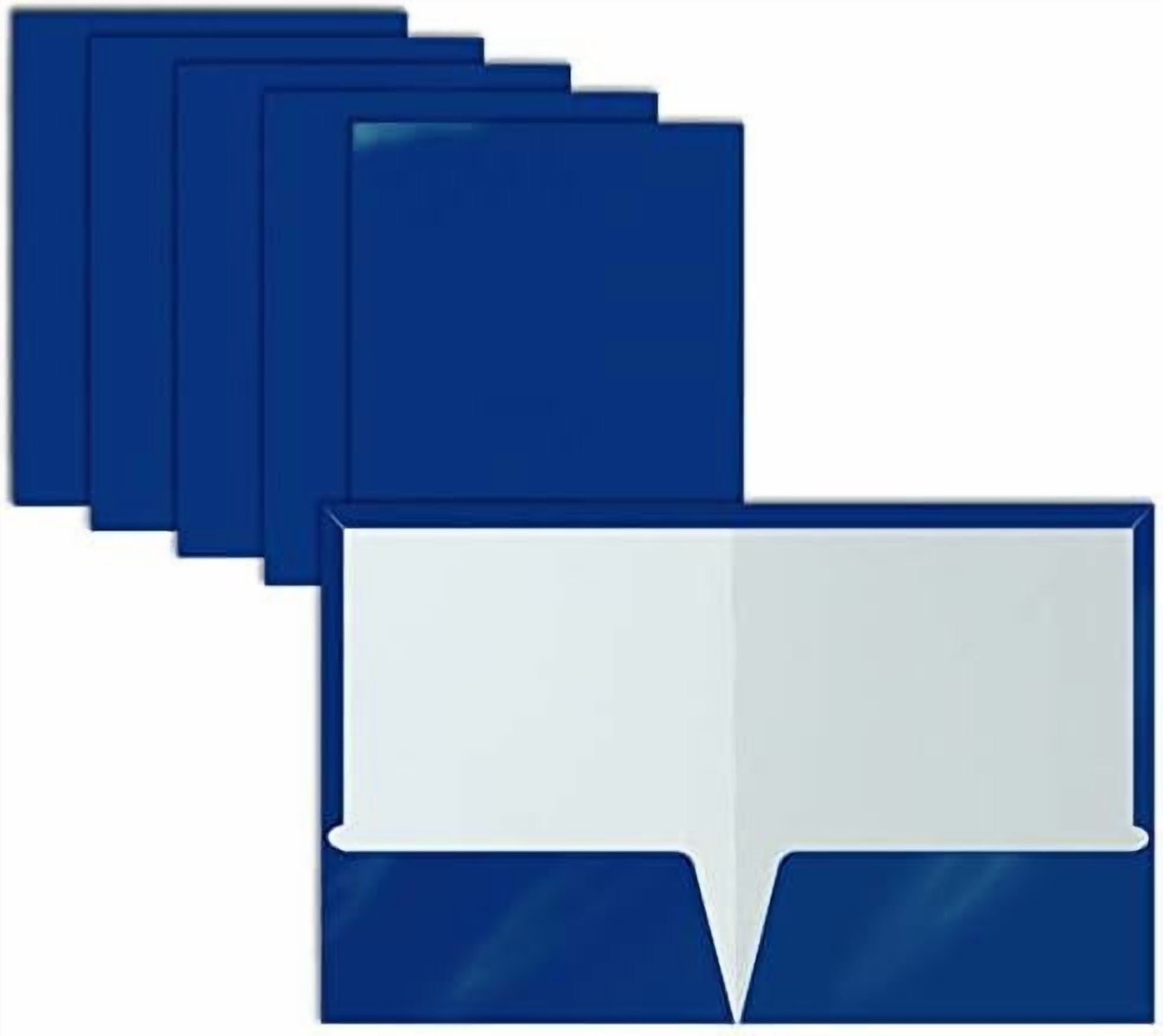 2-Pocket Glossy Laminated Paper Folders, Letter Size, Blue Portfolios ...