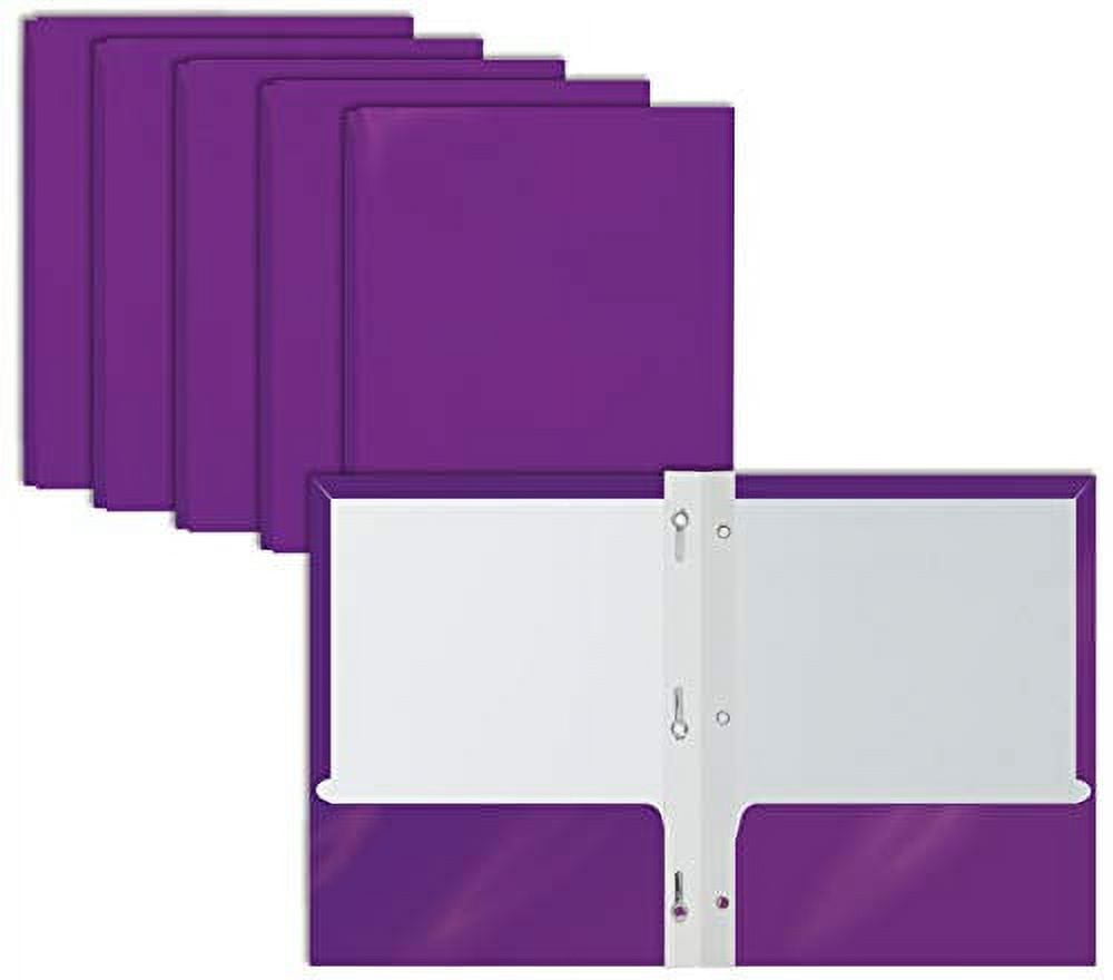 2 Pocket Glossy Purple Paper Folders with Prongs, 25 Pack, by Better ...