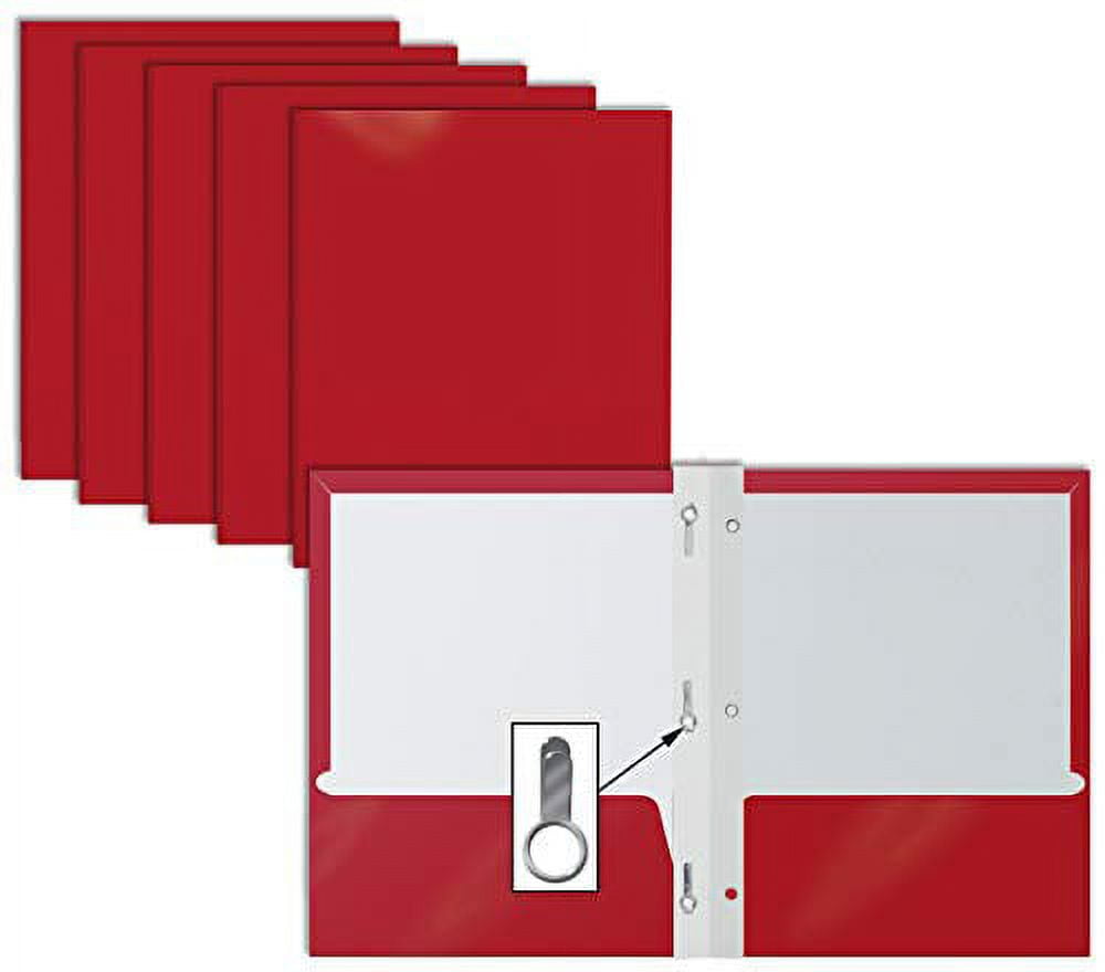 Better Office Products High Gloss Red Paper Folders, 2 Pocket with 3 ...