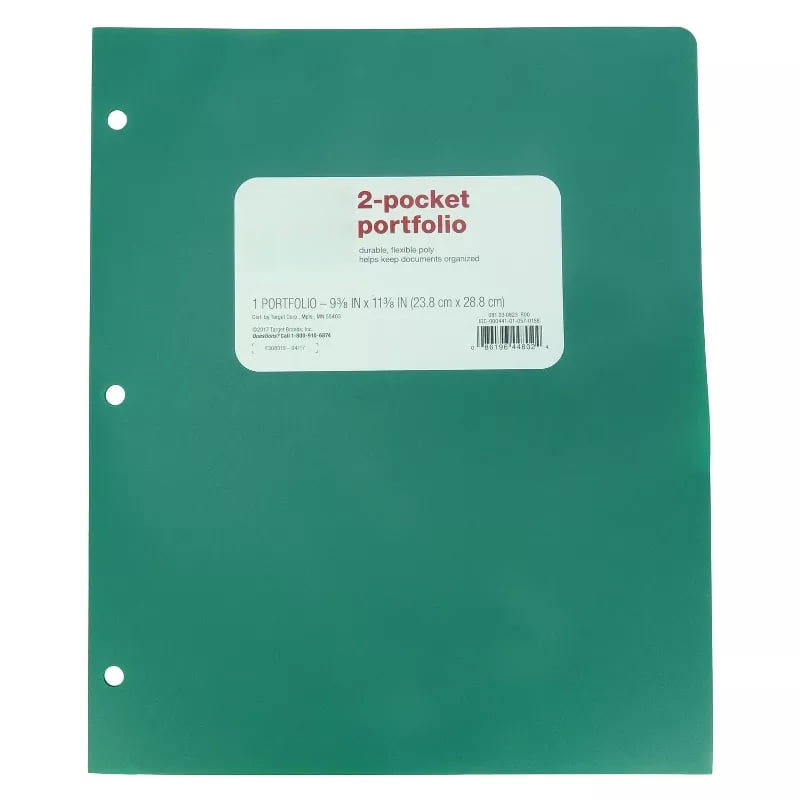2 Pocket Plastic Folder Green - ub&ub: Polypropylene, 3 Hole Punched ...