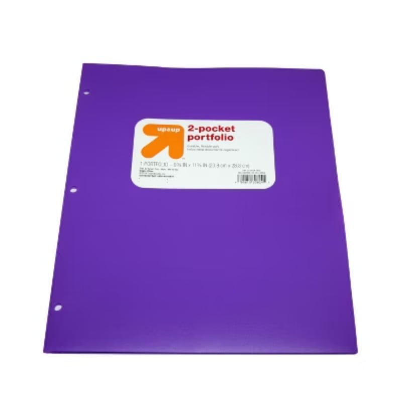 2 Pocket Plastic Folder Purple Polypropylene, 3 Hole Punched, Internal ...