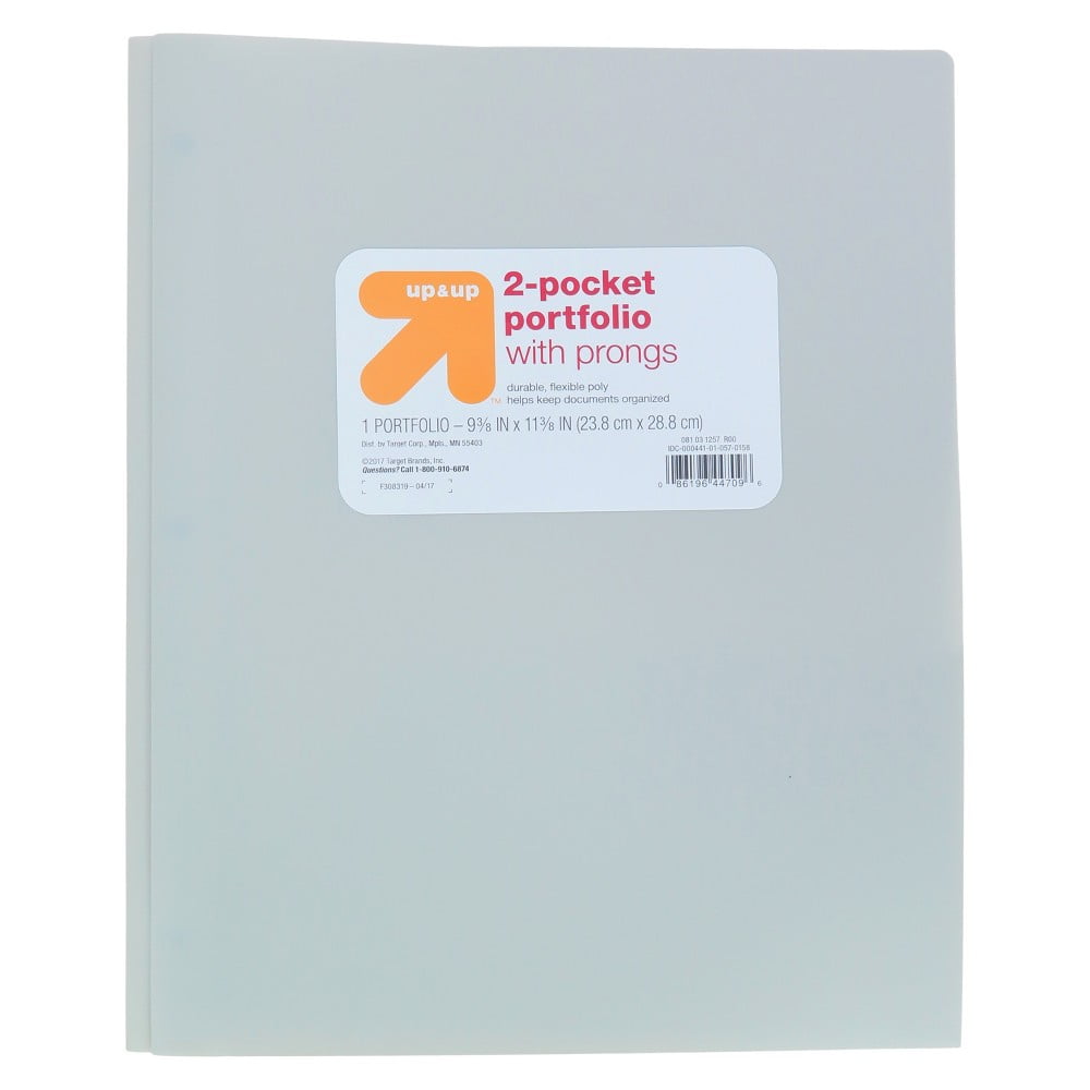 2 Pocket Plastic Folder with Prongs Gray - up & up 3pk - Walmart.com