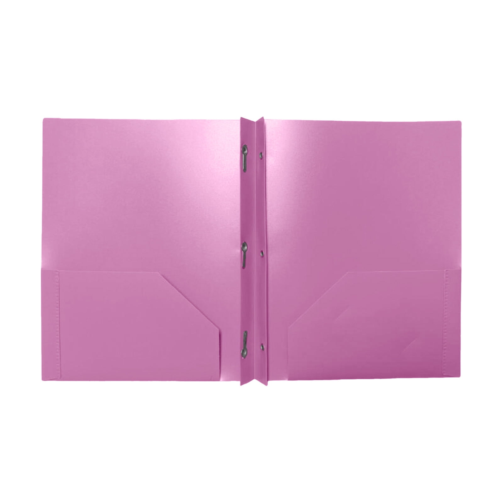 2-Pocket Poly File Folder - 3-Hole Punch Prong Fasteners, Colored ...