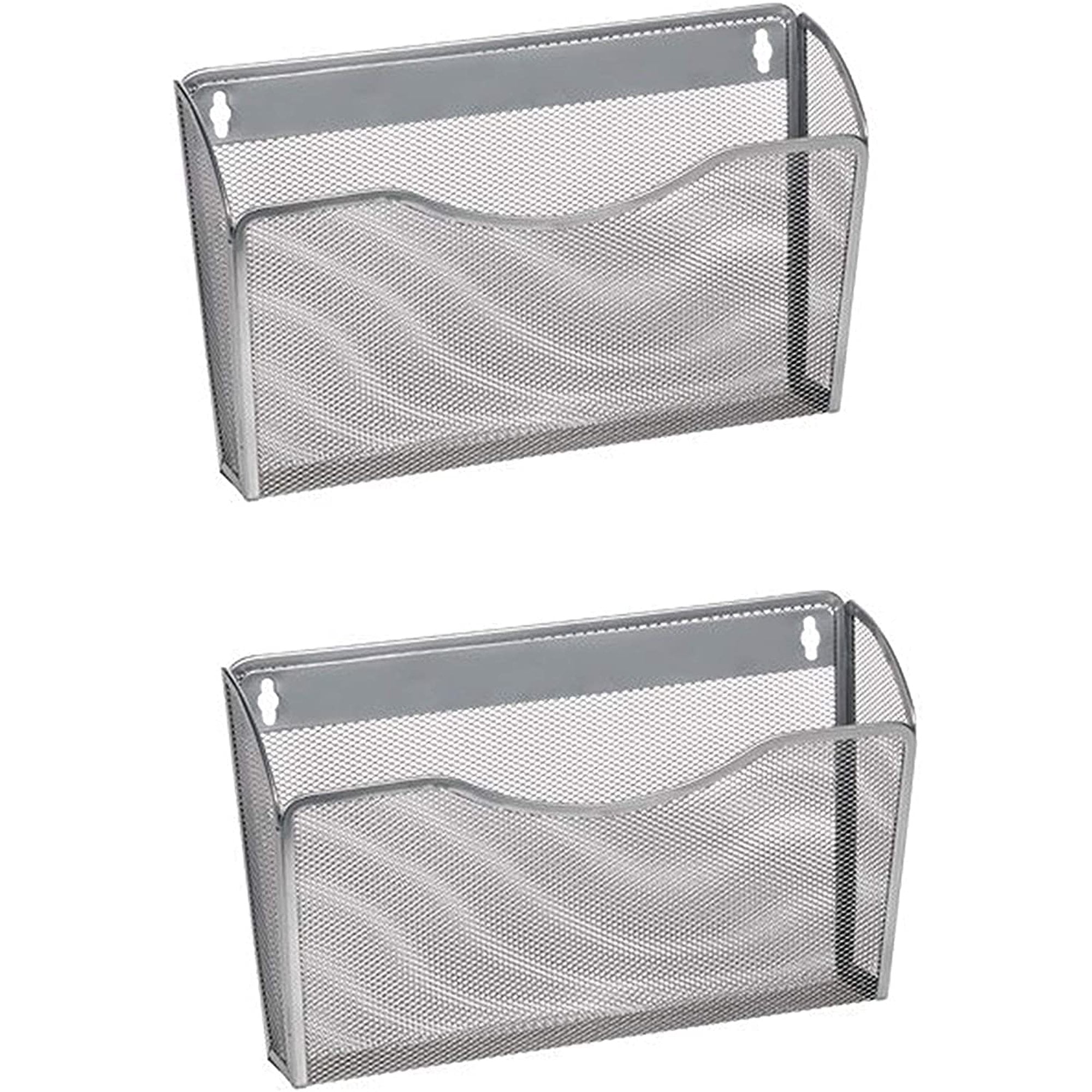 2 Pocket Wall Mount File Hanging Organizer, TRIANU Metal Mesh Office ...