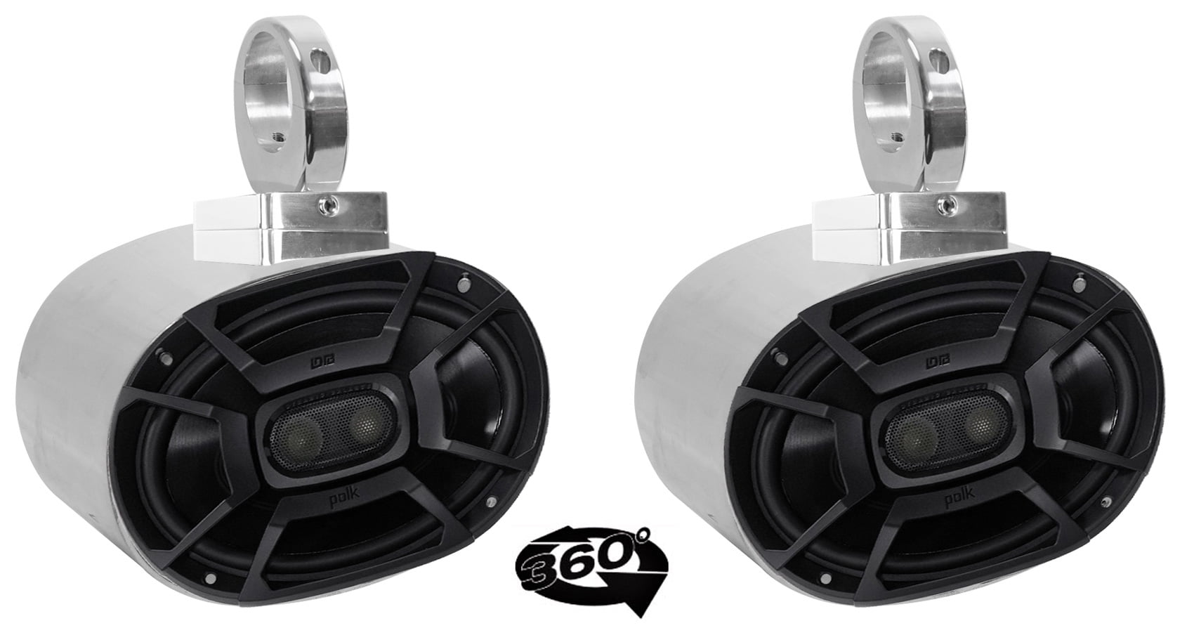 (2) Polk Audio 6x9" 450w 360° Degree Swivel Chrome Wakeboard Tower ...