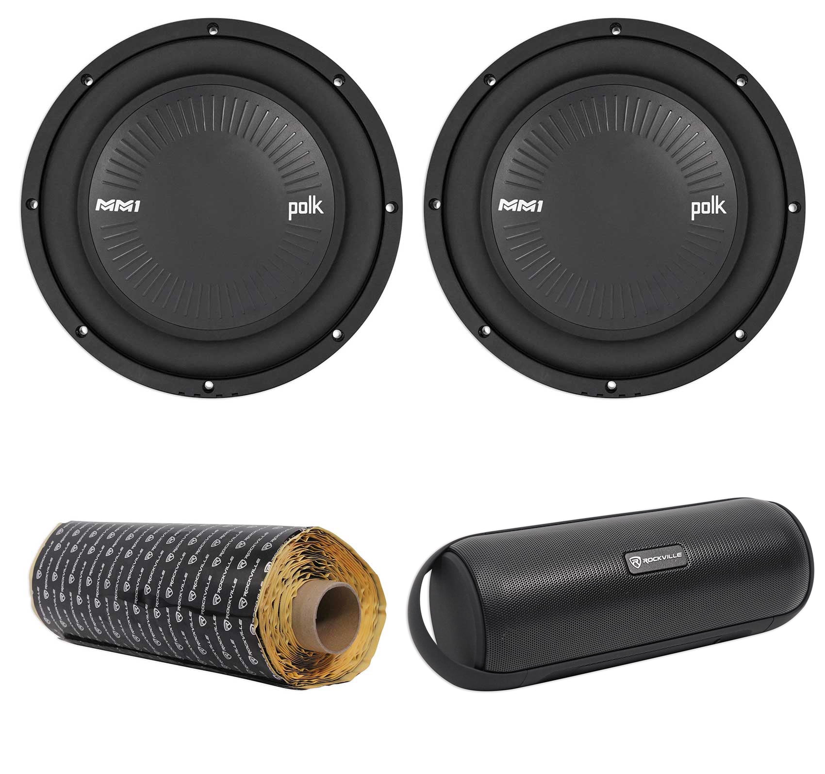 (2) Polk Audio MM1042SVC 10” 2400 Watt Car Subwoofers Subs+Rockmat+Free ...