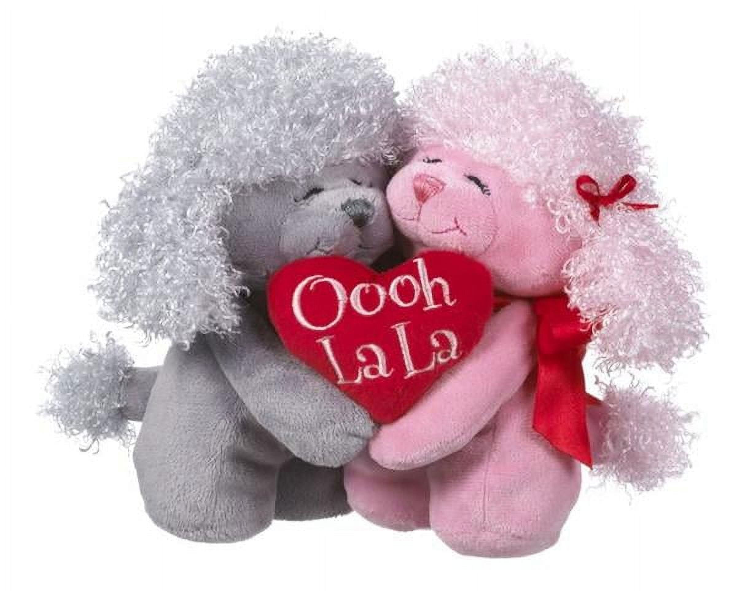 2 Poodle Hugs Pink/Gray Heart Hugging - Poodles Plush Toy ( 7in x 8in ...
