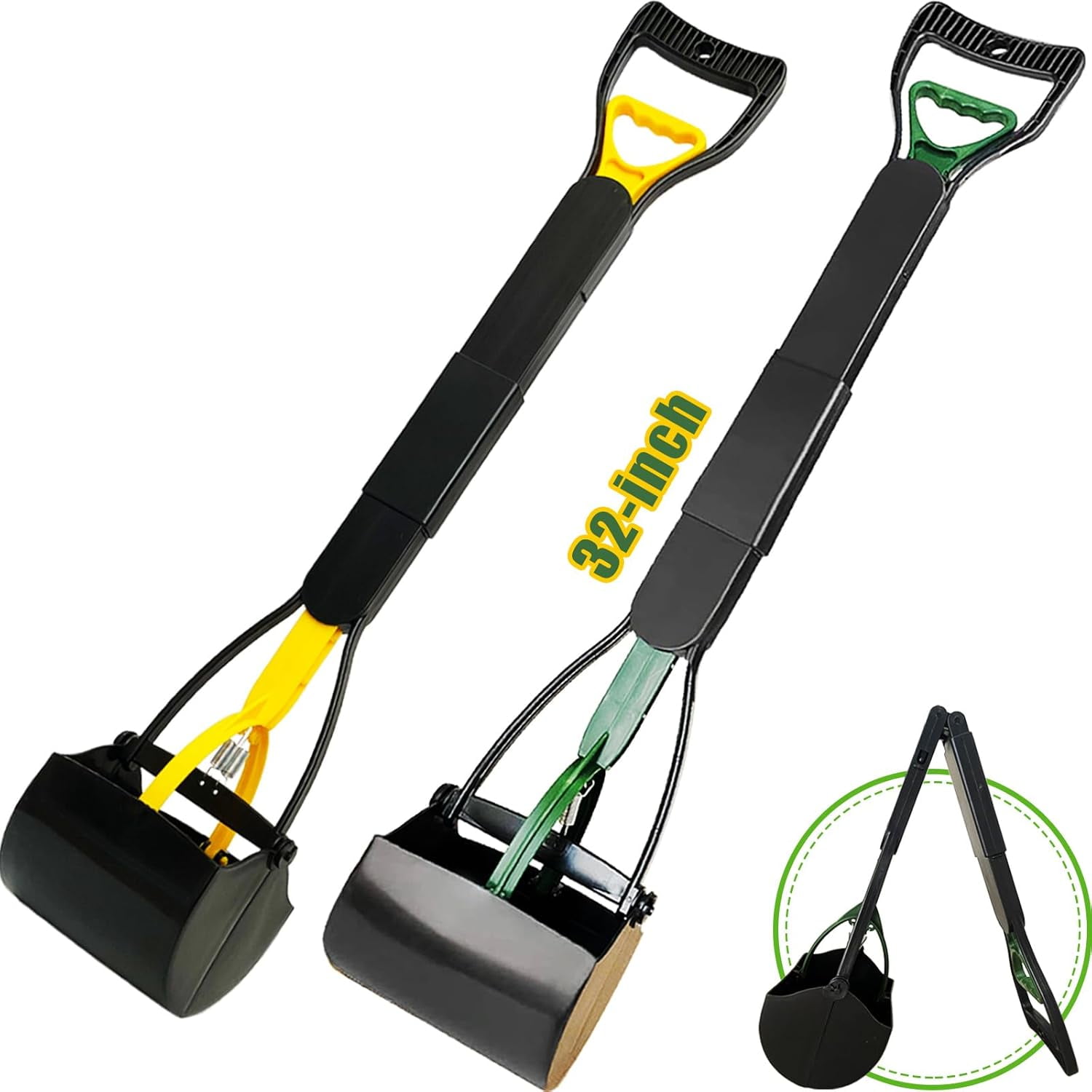 2- Pooper Scooper for Large Small Dogs , 32" Long Handle Poop Scoop for ...