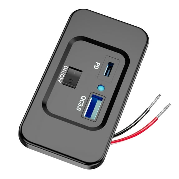 2-Port 12-24V Wall Mount Outlet Panel 20W USB C & 18W USB Port Charging ...