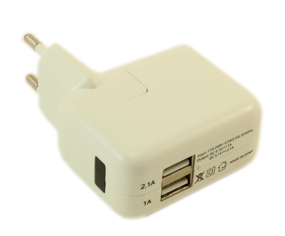 2 Port 220v/5v USB 2100ma European (Type F) Charger, White - Walmart.com