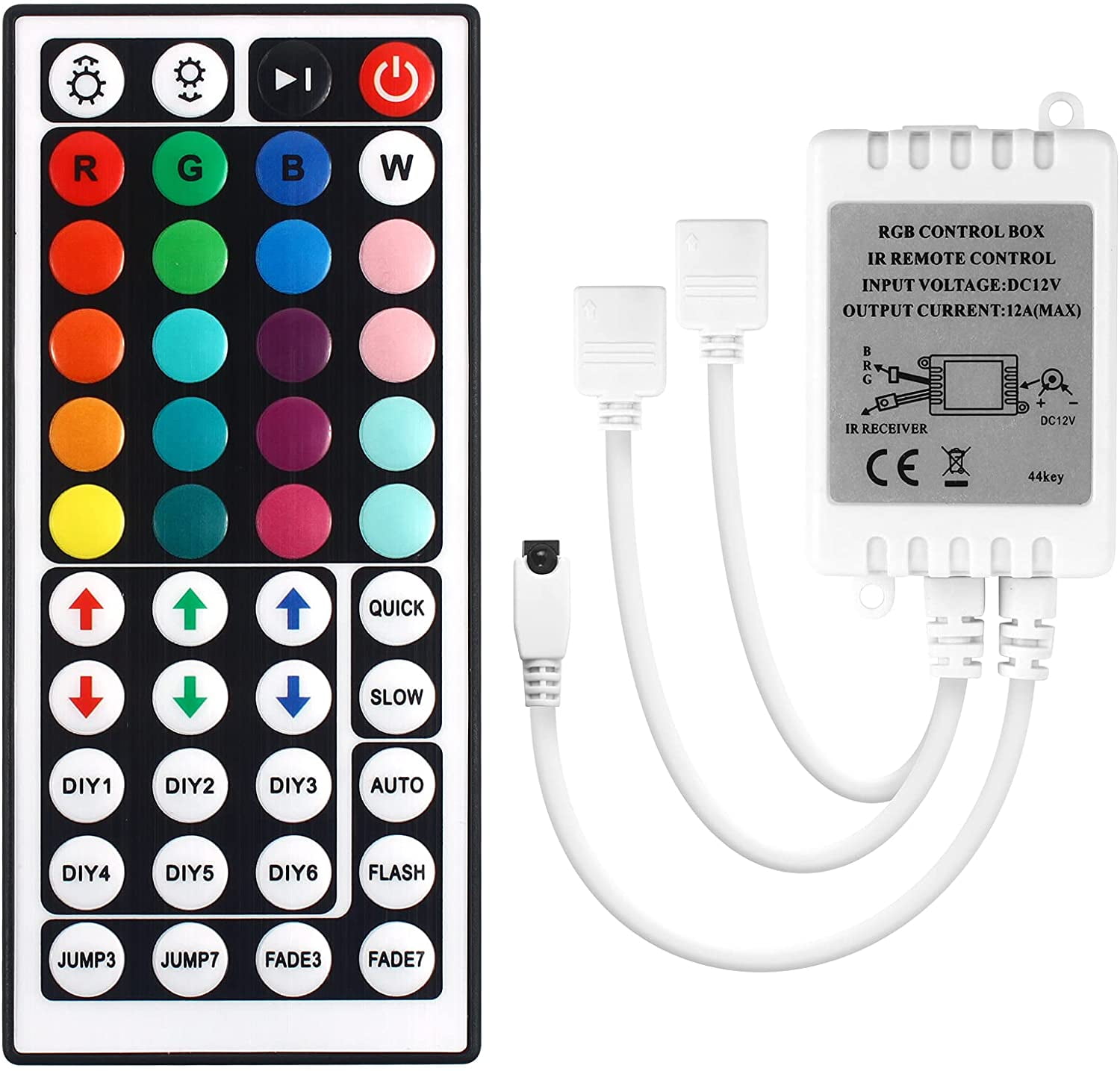 "2-Port 44 Keys Wireless IR Remote Controller - RGB LED Light Strip Dual Outputs (3528 5050)"|2 ...