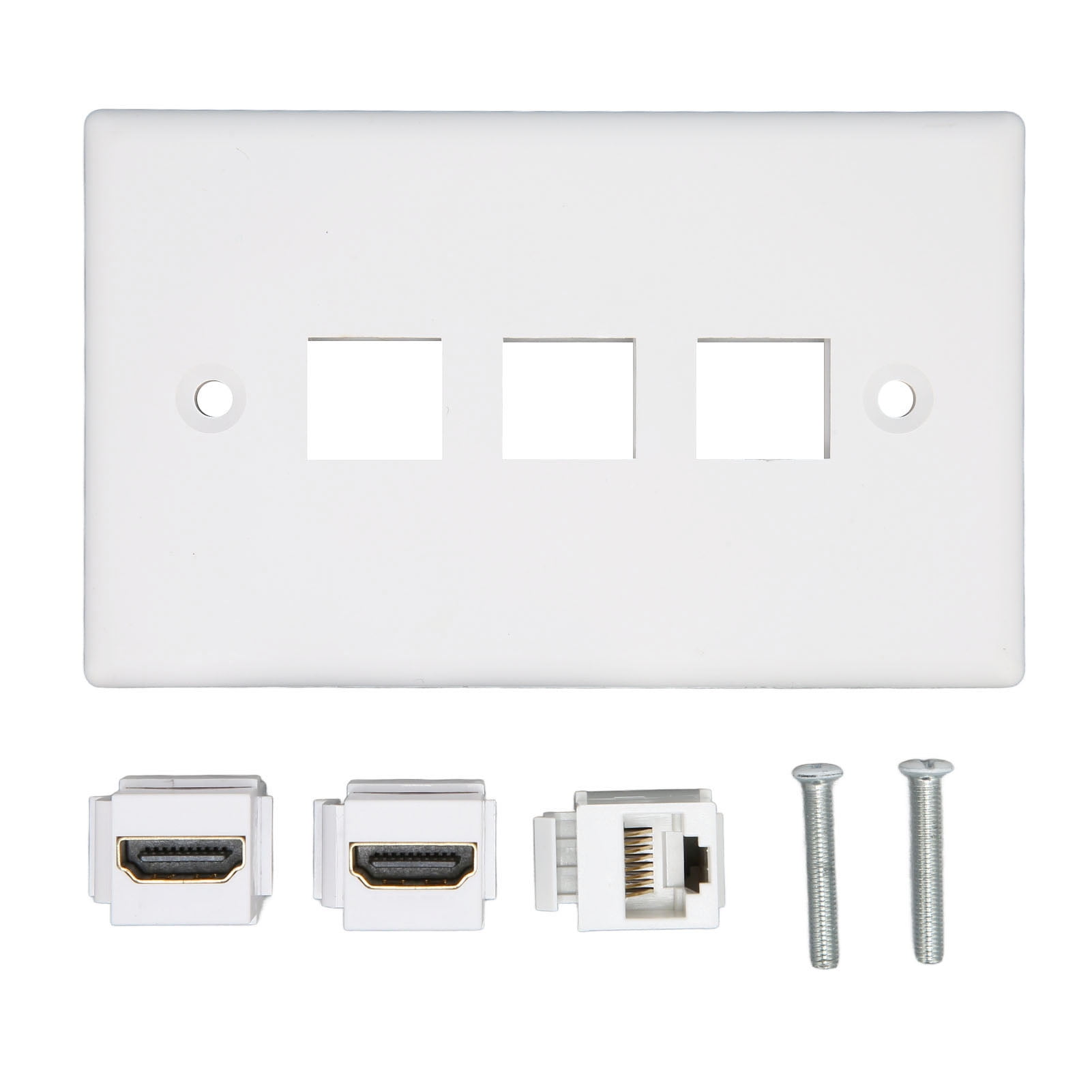 2 Port 4K HD Multimedia Interface Ethernet Wall Plate Soldering Free 1 ...