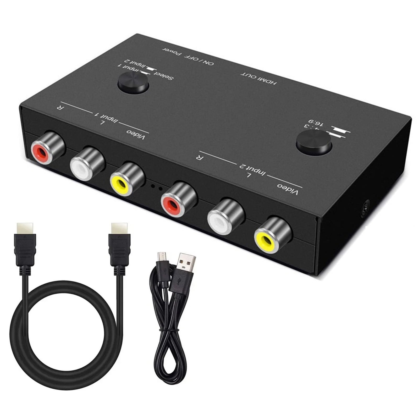 2 Port AV to HDMI Converter Dual RCA to HDMI 1080p Output Plug and Play ...