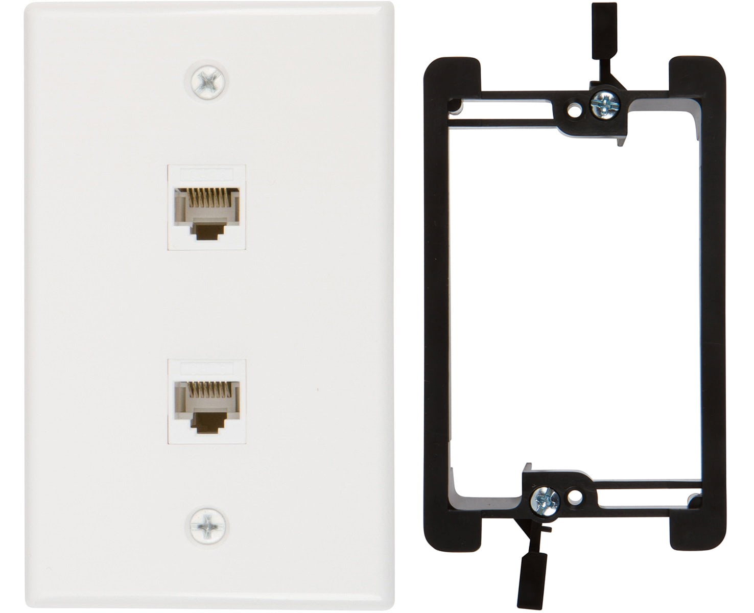 2 Port Cat6 Wall Plate, Female-Female White with Single Gang Low ...