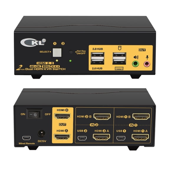CKL-922HUA-2 Dual Monitor KVM Switch 2 Port: Computer Sharing Server ...