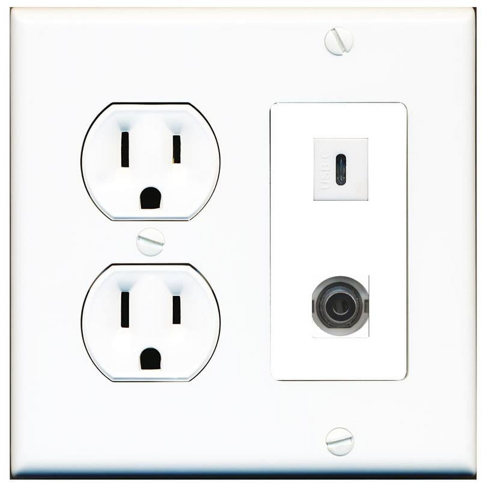 2 Port Electrical Outlet Cover Plug Round White UL 3-5MM USBC Wall ...