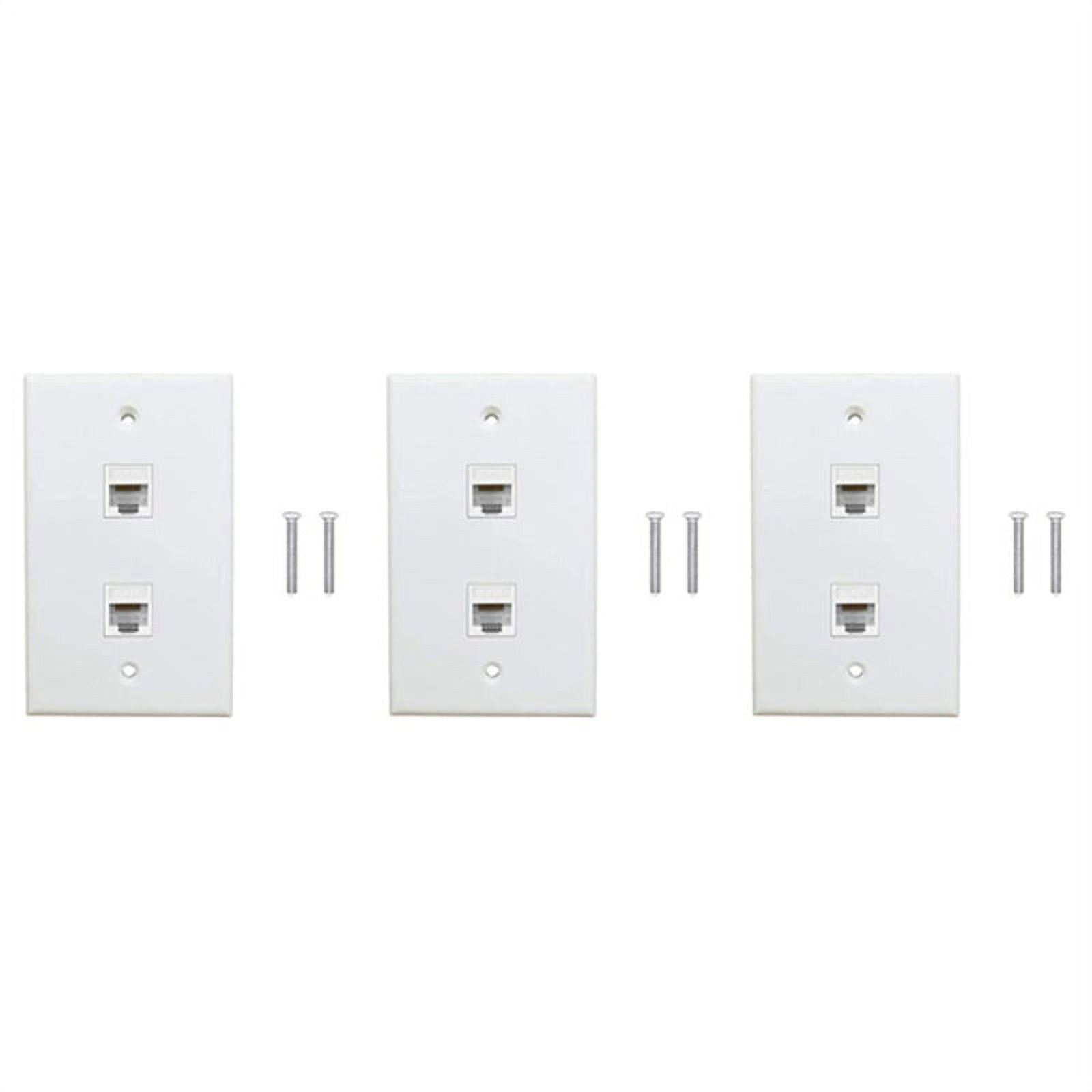 2 Port Ethernet Wall Plate, Cat6 Female to Female Wall RJ45 Inline ...