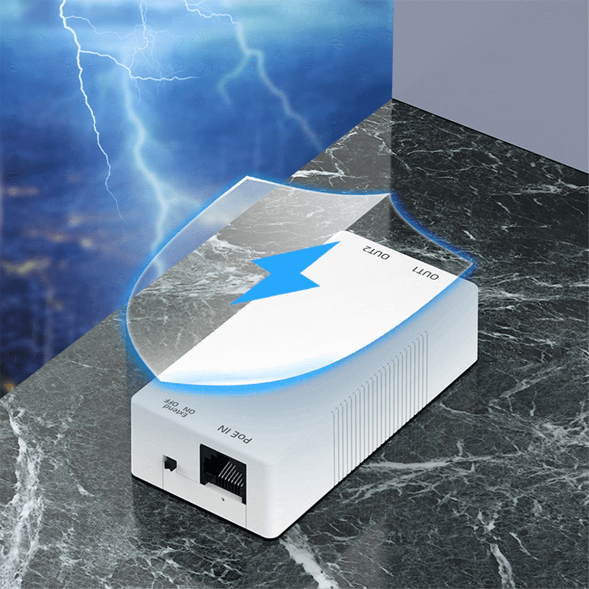 2 Port Gigabit POE Repeater 1 to 2 PoE Extender with IEEE802.3af/At ...