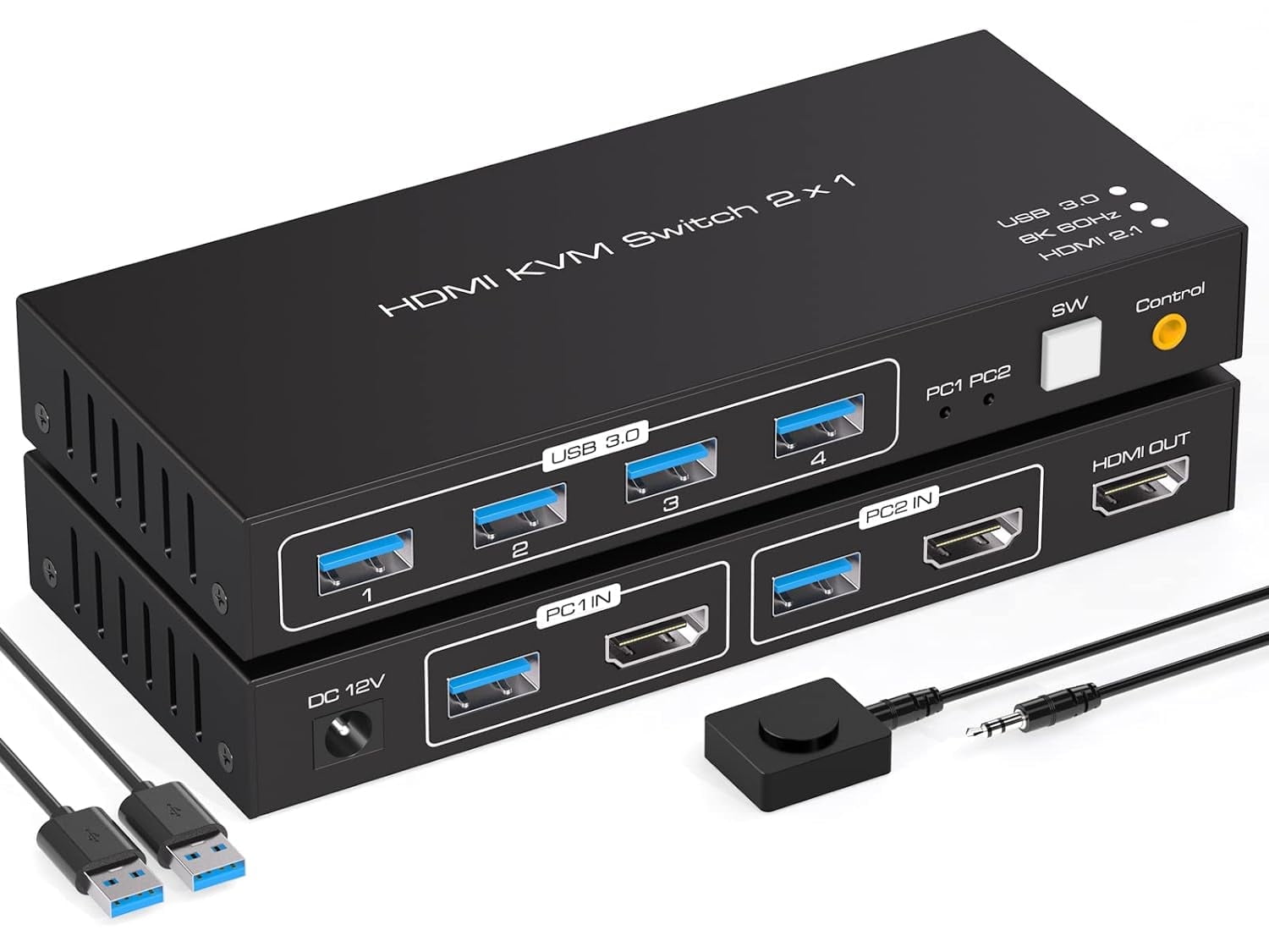 2 Port HDMI KVM Switch Support 8K60Hz 4K120Hz, USB 3.0 HDMI2.1 KVM ...