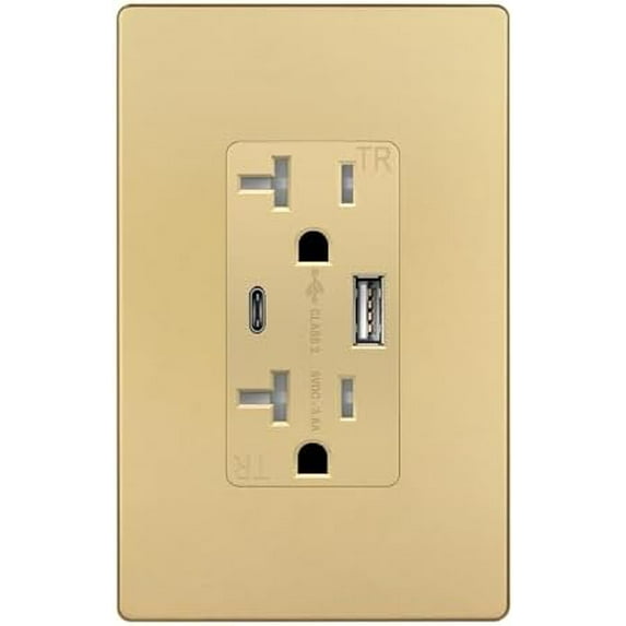2-Port Outlet, Type C Wall Outlet, 20 Amp TR Receptacle Plug, Power ...