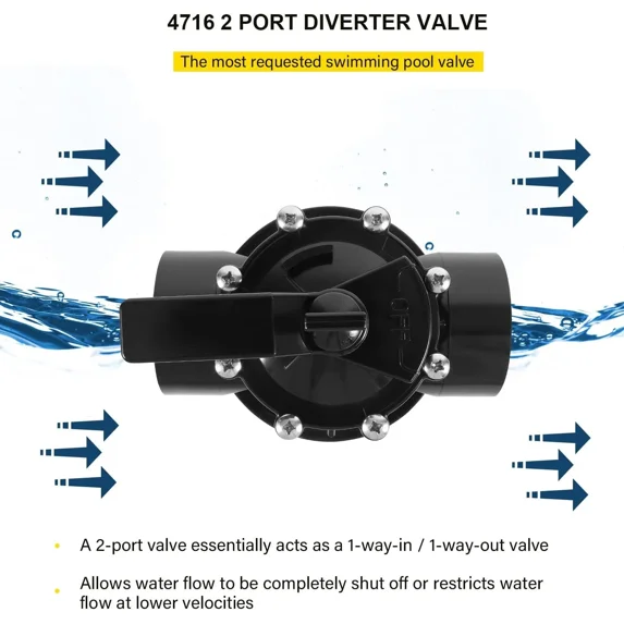 2-Port Positive Seal Diverter Valve Compatible with Pool Spa Irrigation ...