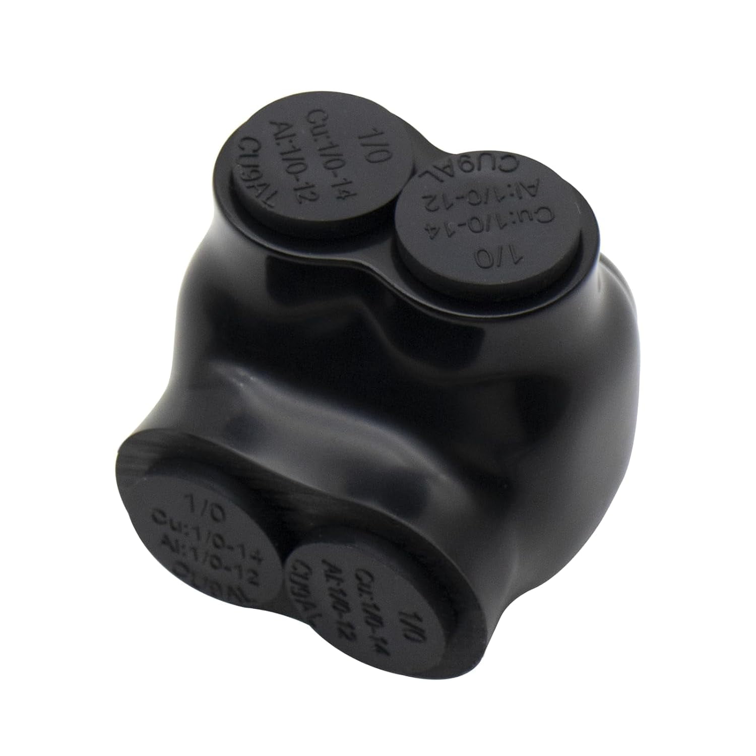 2-Port Single-Sided Insulated Multi Tap Connector, 1/0-14AWG Black ...