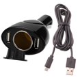 2-Port USB Car Charger 6ft Long Cable Power Cord DC Socket Adapter ...