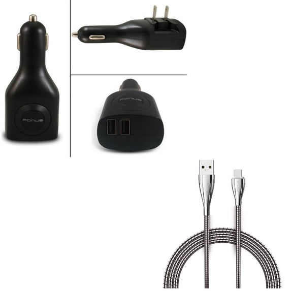 2-Port USB Car Home Charger w 6ft Metal USB Cable Q9V for Microsoft ...