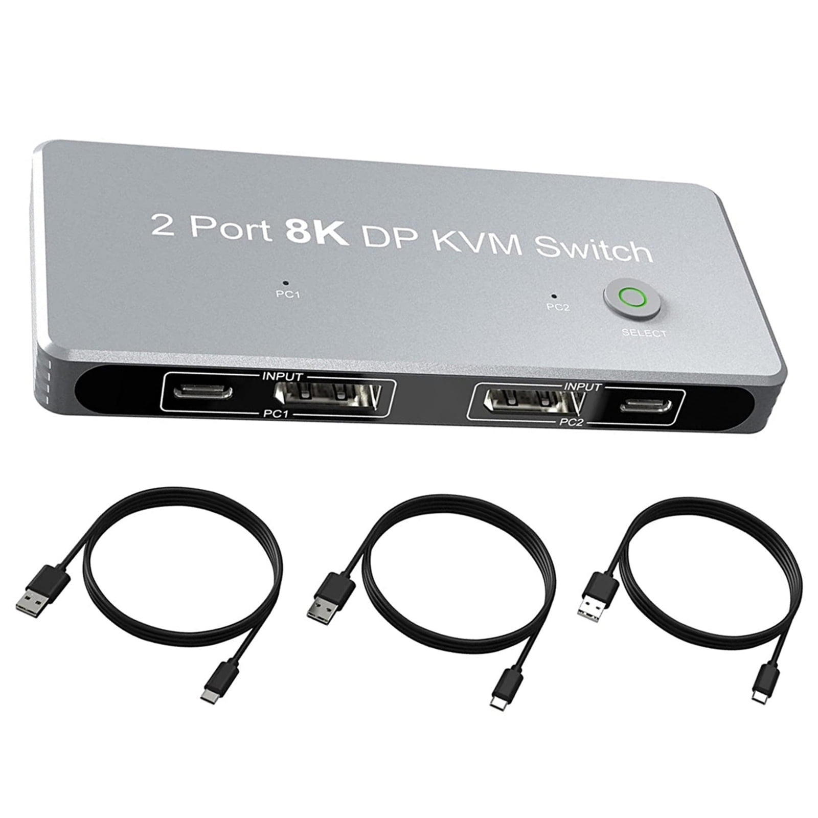 2 Ports 8K/30Hz, 4K/144Hz HDMI USB Displayport KVM Switch, Dual Share ...