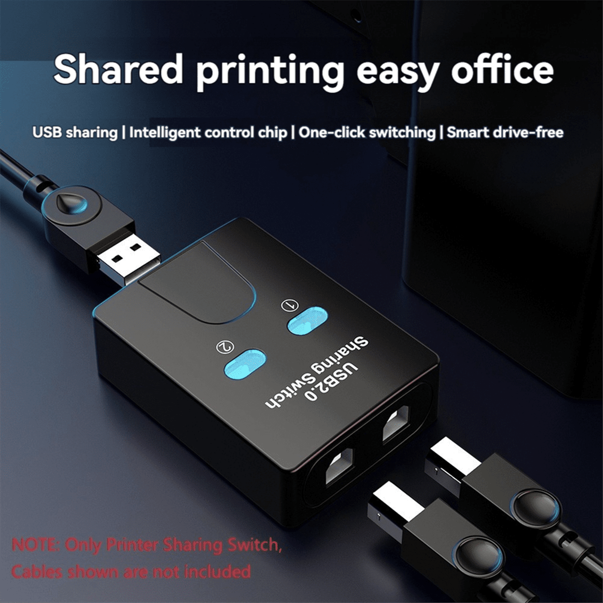 2 Ports USB2.0 Hub USB Switch Printer Sharer Two Computers Share A Usb Device 2 in ABS5993 ...