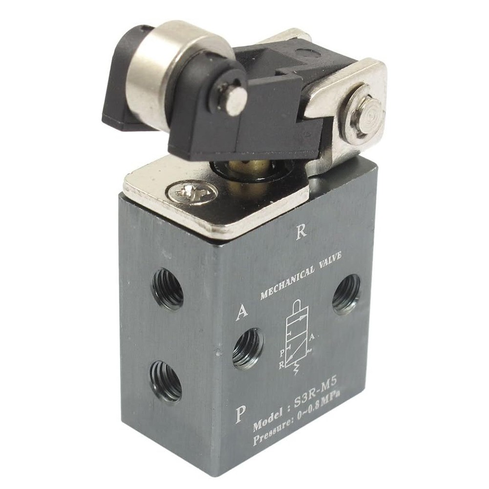 2 Position 3-Way Pneumatic Mechanical Valve S3R-M5 Roller Type Mechanical Valve - Walmart.com